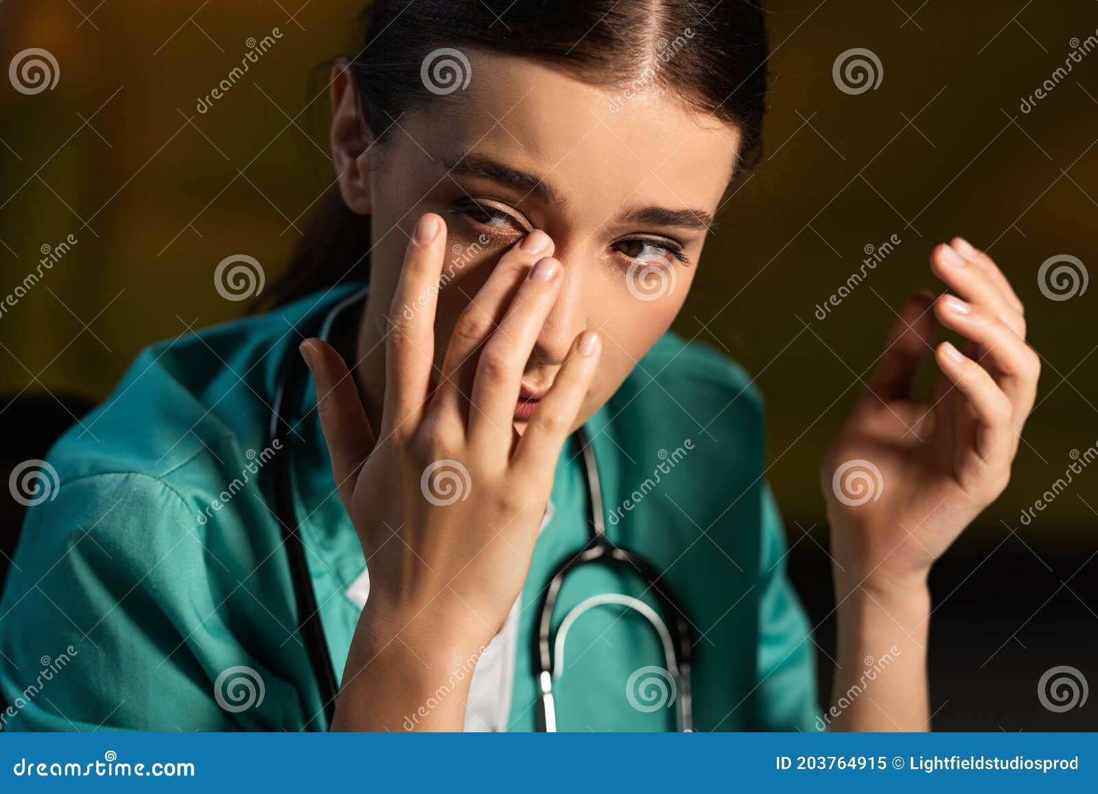 Attractive and Nurse in Uniform Crying Stock Image - Image of medicare ...