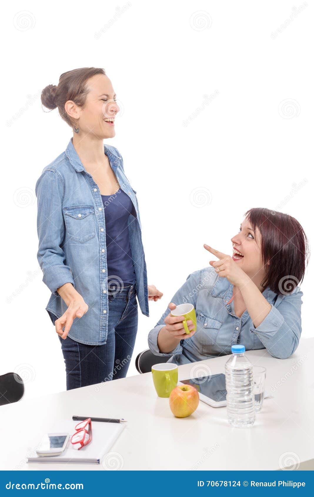 Attractive Two Female Colleagues are Making a Break Stock Photo - Image ...