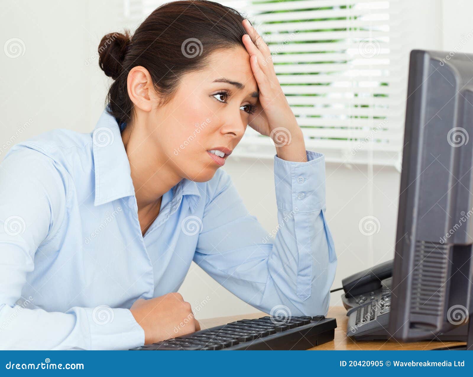 Attractive Upset Woman Looking at Computer Screen Stock Image - Image ...