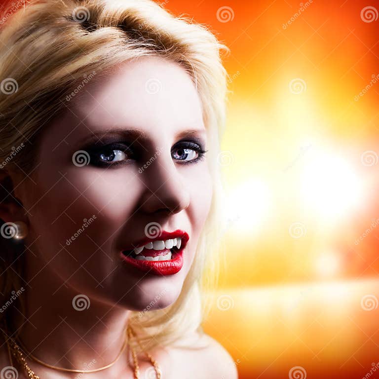 Attractive Vampire in Front of Light Background Stock Image - Image of ...