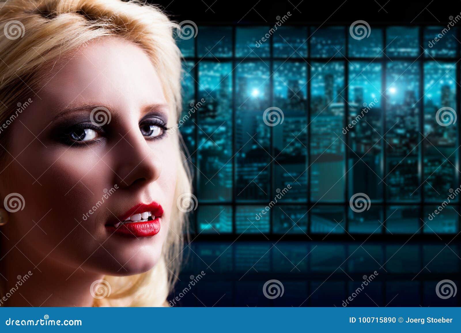 Attractive Vampire in Front of a Cityscape Stock Photo - Image of ...