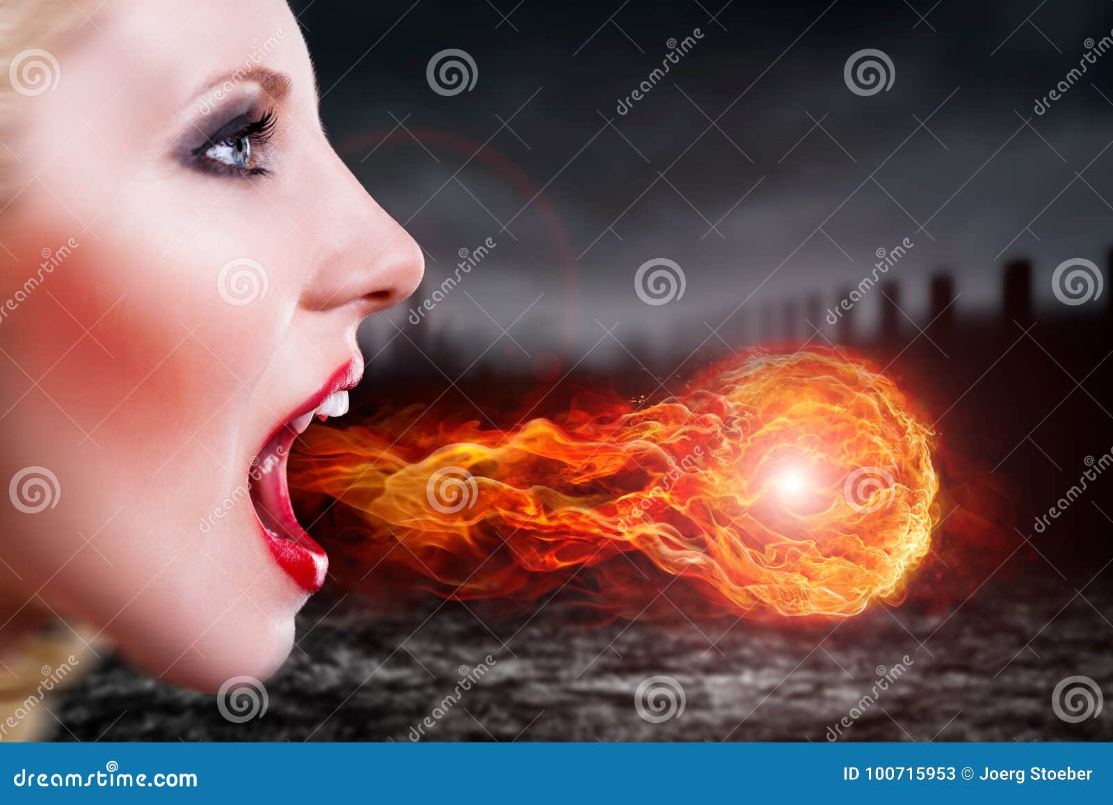 Attractive Vampire with Magic Stock Image - Image of concept, lipstick ...
