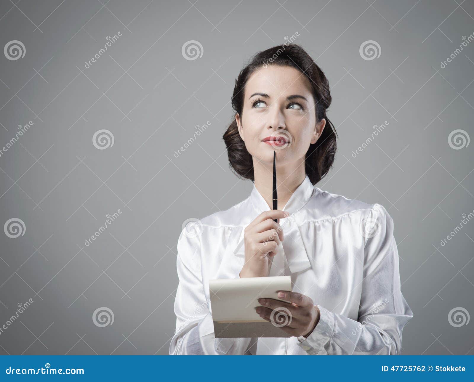 Attractive Vintage Secretary Taking Notes Stock Photo - Image of note ...