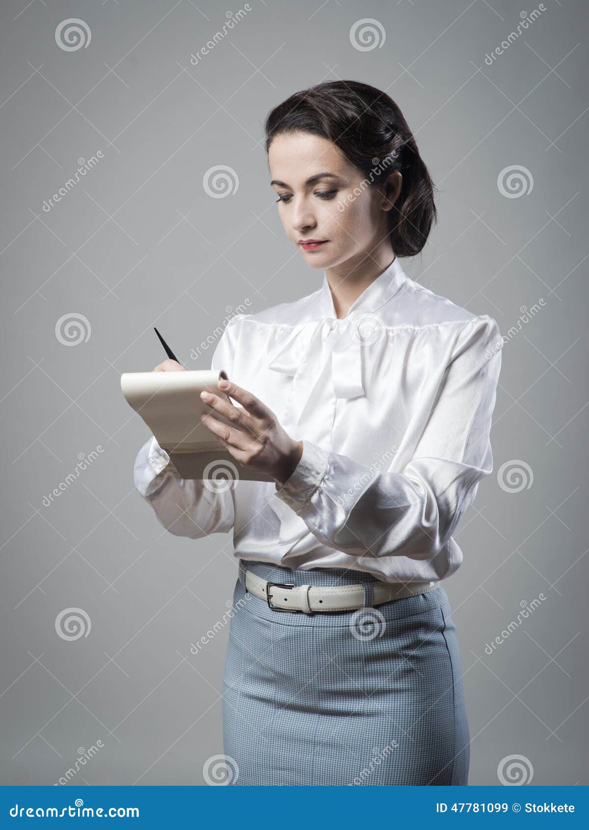 Attractive Vintage Secretary Taking Notes Stock Image - Image of lady ...