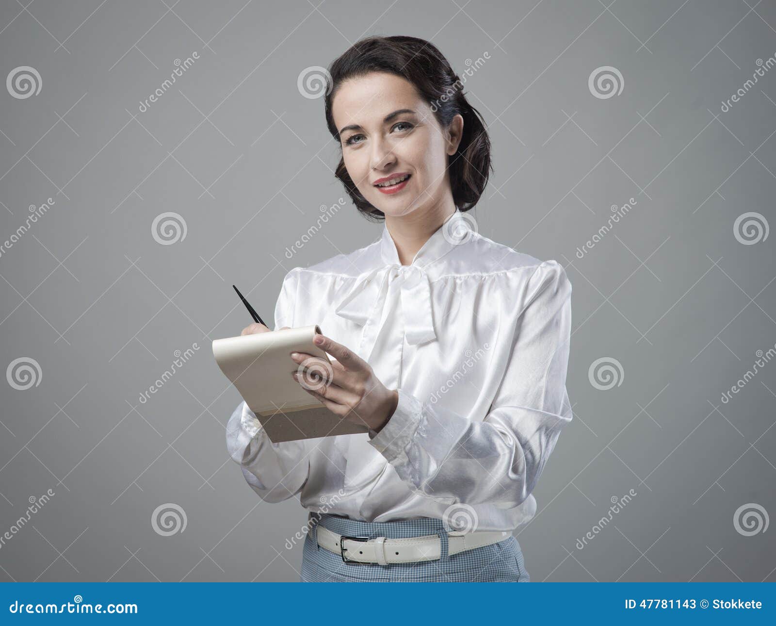 Attractive Vintage Secretary Taking Notes Stock Image - Image of ...