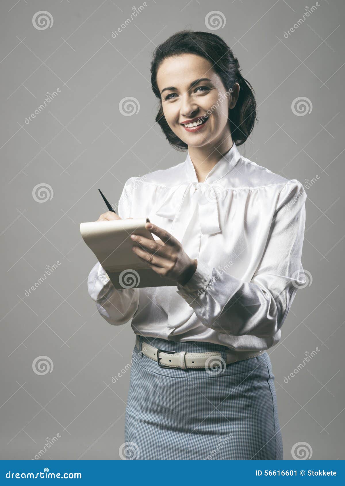 Attractive Vintage Secretary Taking Notes Stock Image - Image of note ...