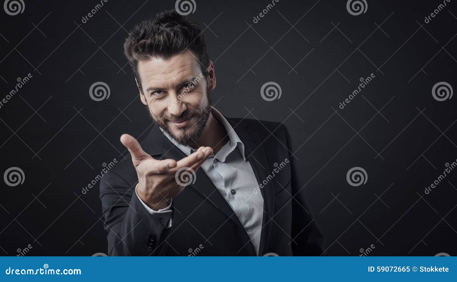 Attractive welcoming man stock image. Image of male, posing - 59072665
