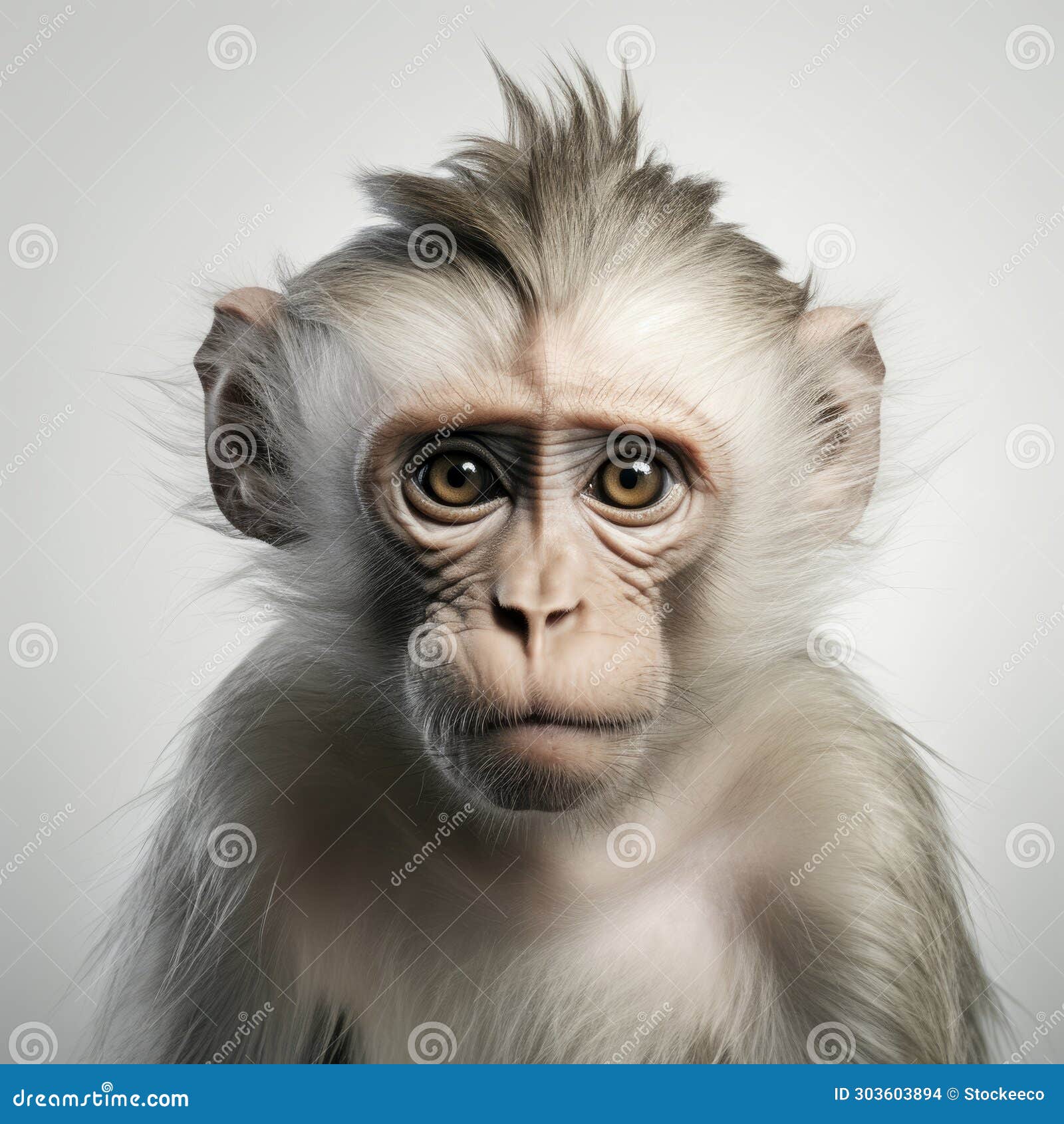 Photorealistic Monkey Portrait on White Background Stock Illustration ...