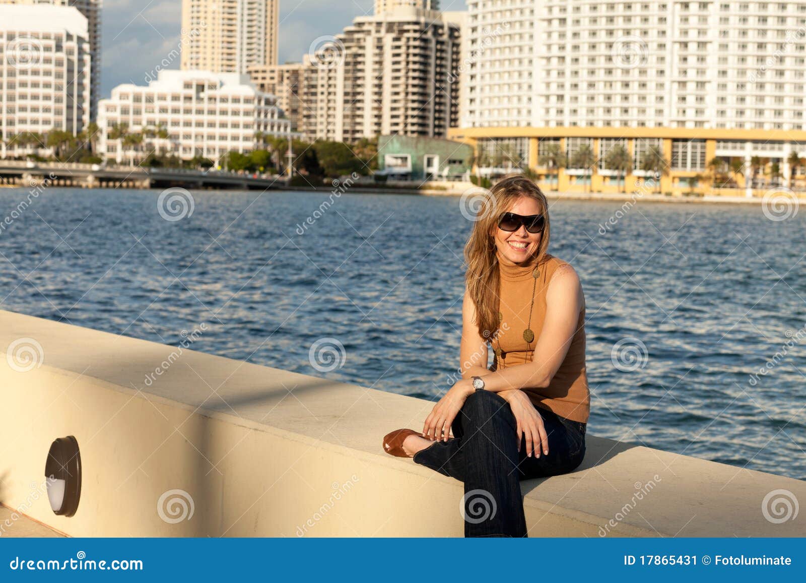 Attractive Woman Along the Bay Stock Image - Image of shapely, florida ...