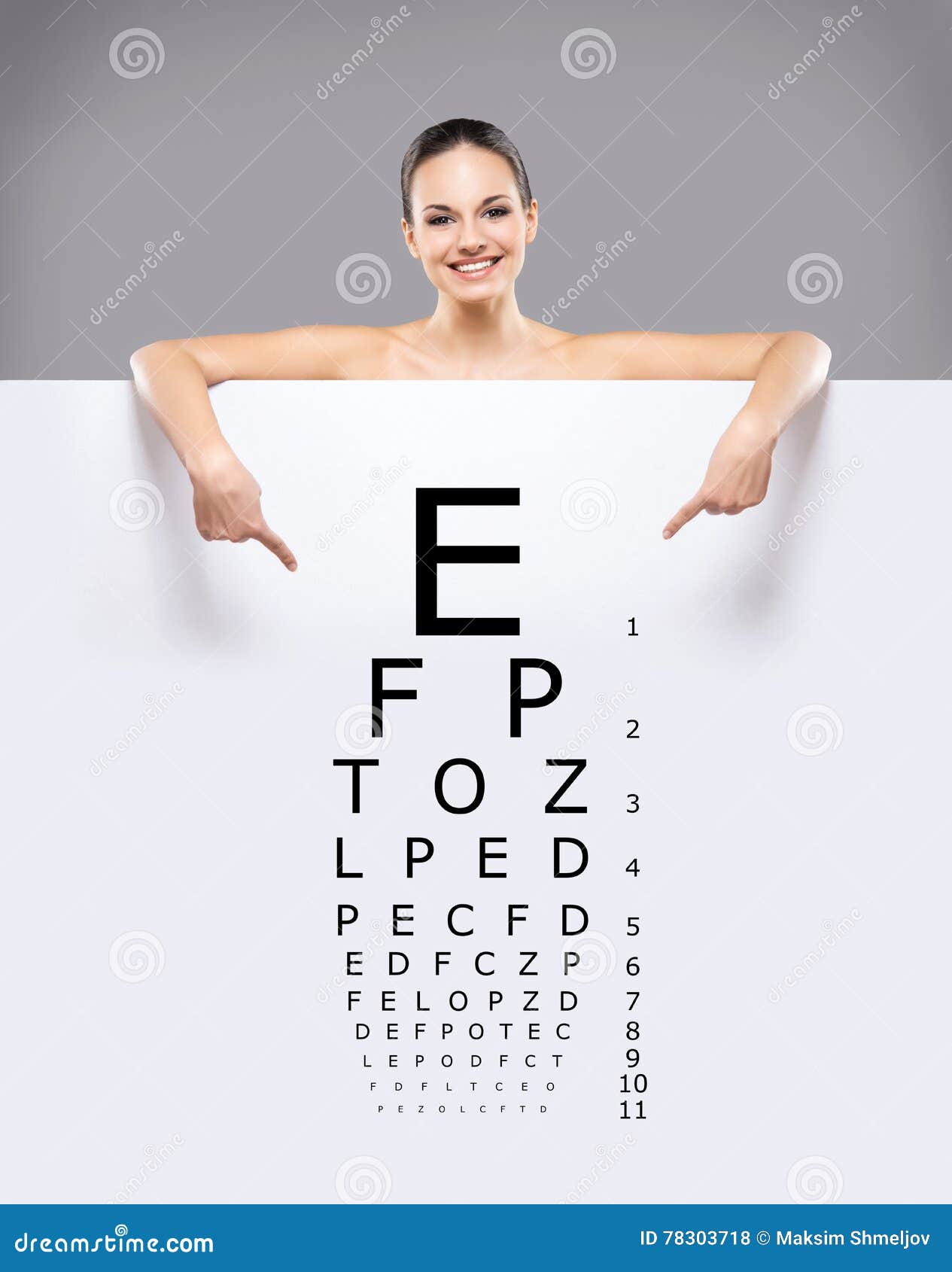 Attractive Woman with a Banner of Test Vision Table Stock Photo - Image ...
