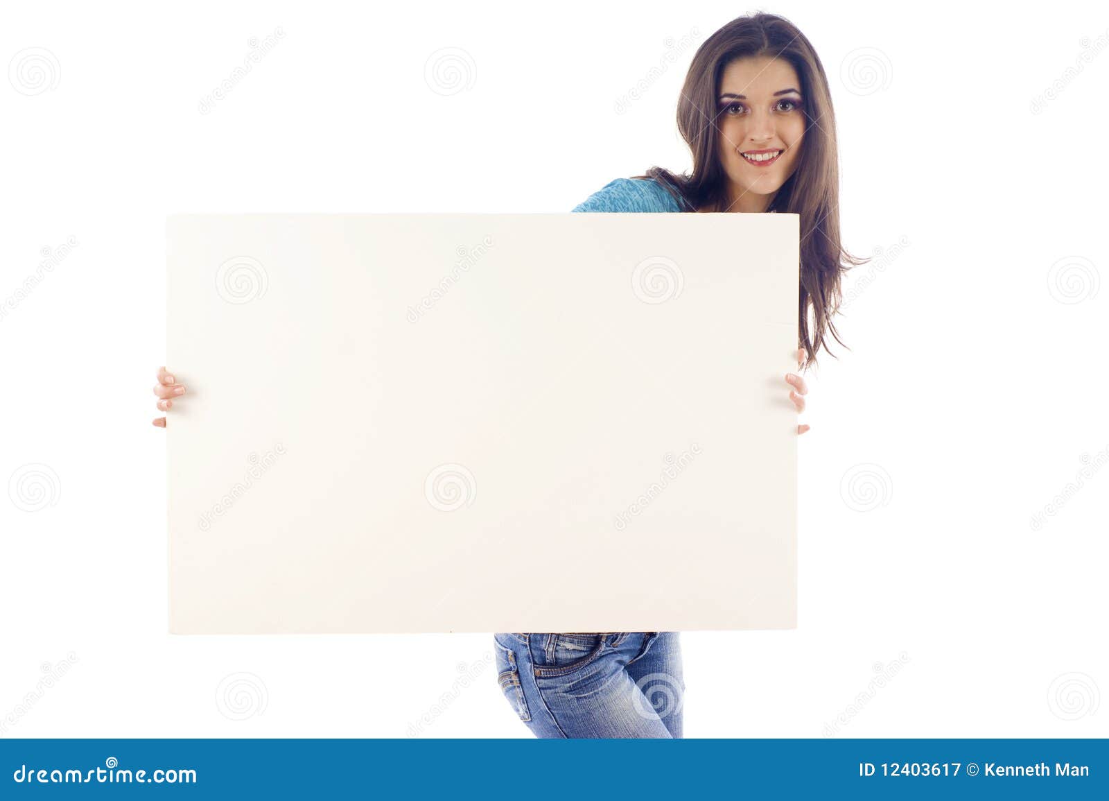 Attractive Woman with Billboard Stock Image - Image of card, billboard ...