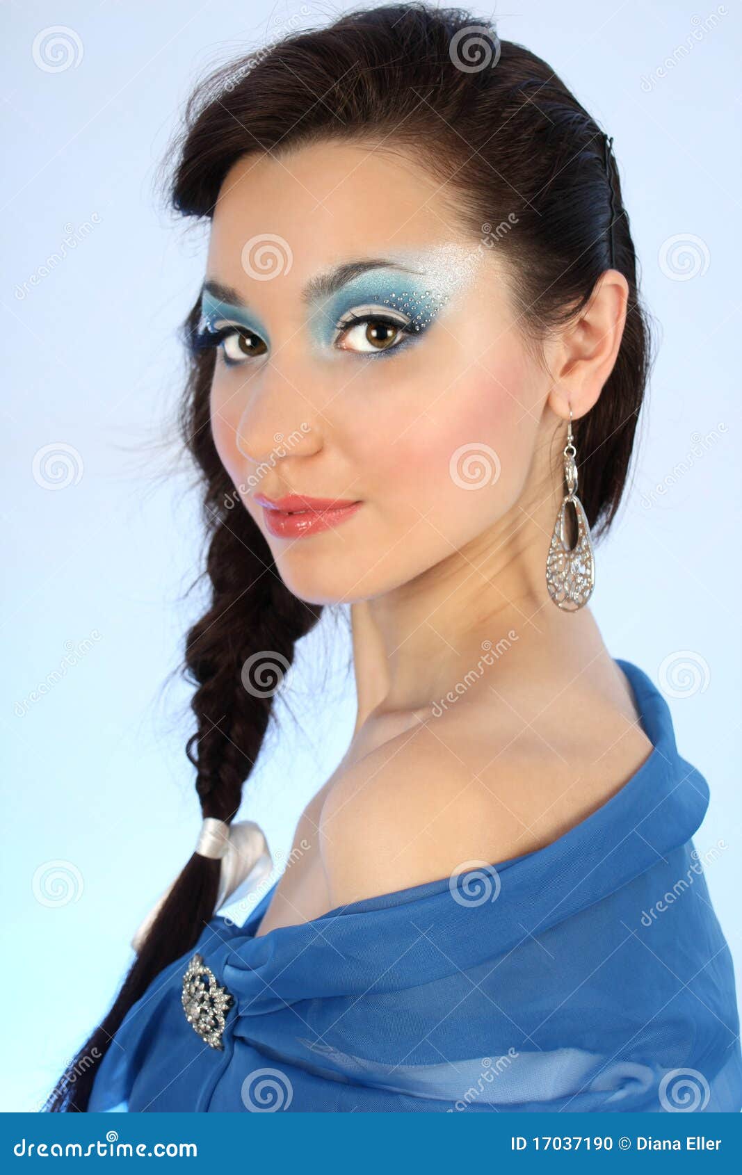 Attractive Woman in Blue with Make-up Stock Photo - Image of young ...