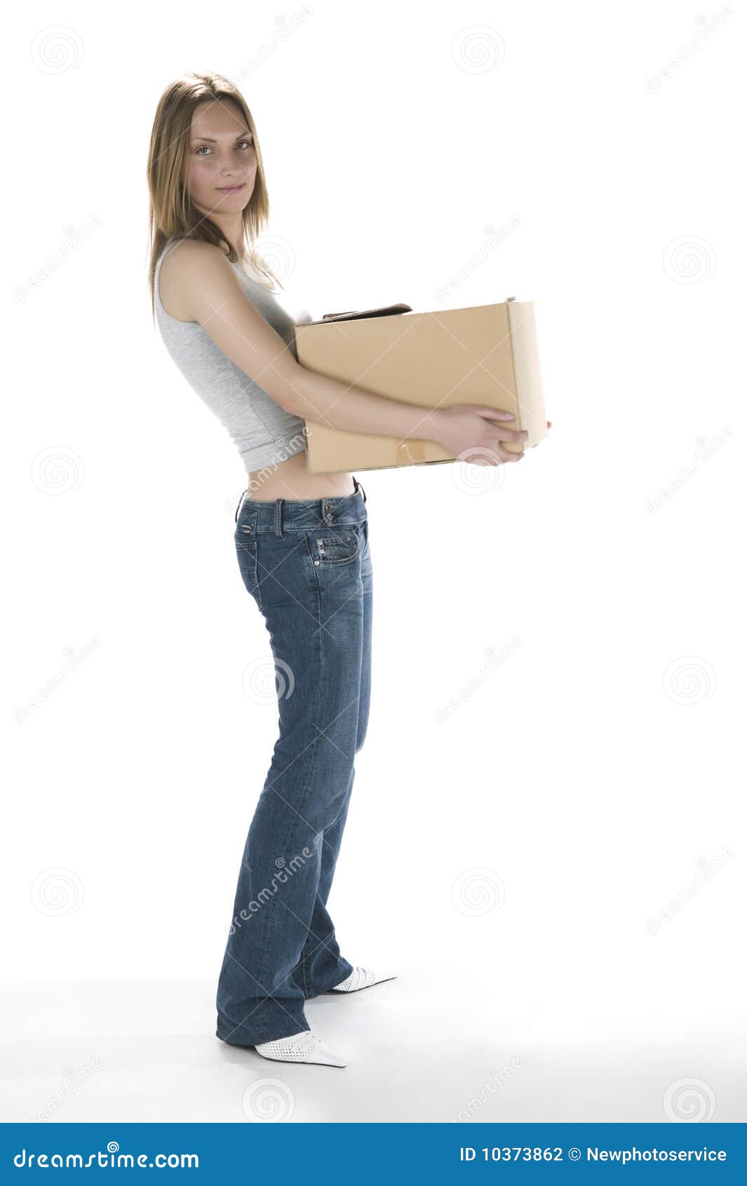Attractive woman with box stock photo. Image of female - 10373862