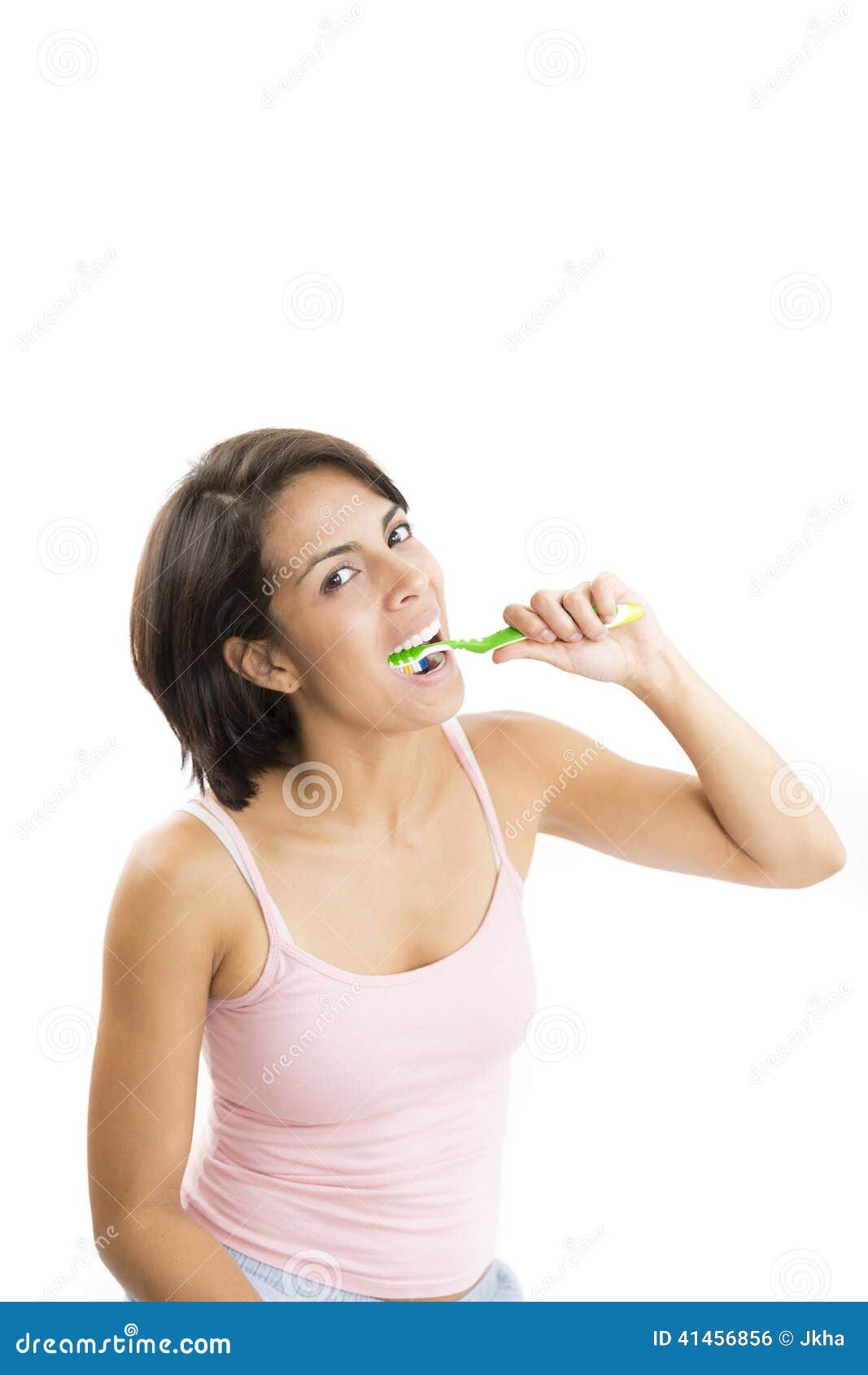 Attractive Woman Brushing Teeth Stock Photo - Image of lifestyle, lady ...