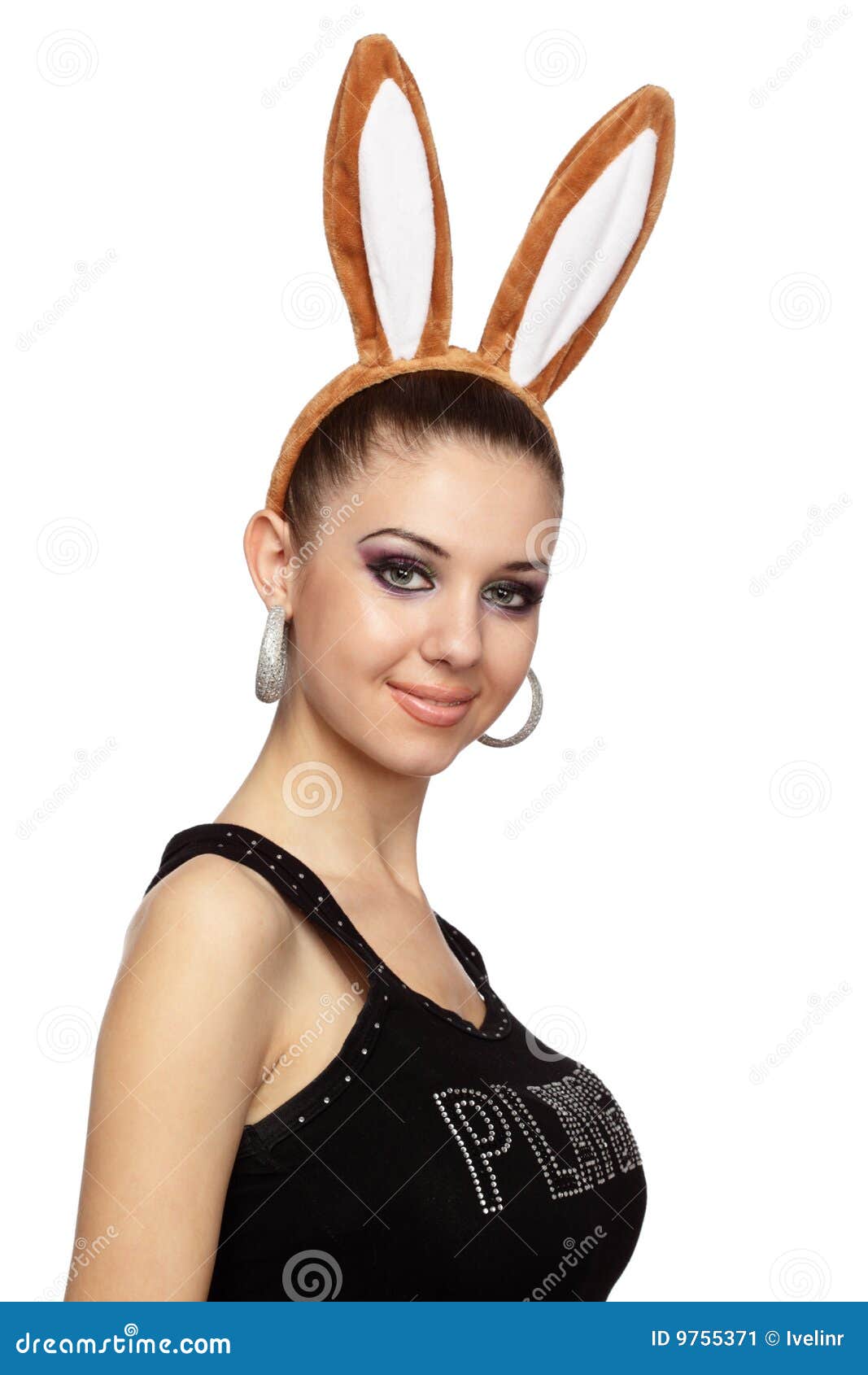 Attractive Woman with Bunny Ears Stock Image - Image of female ...