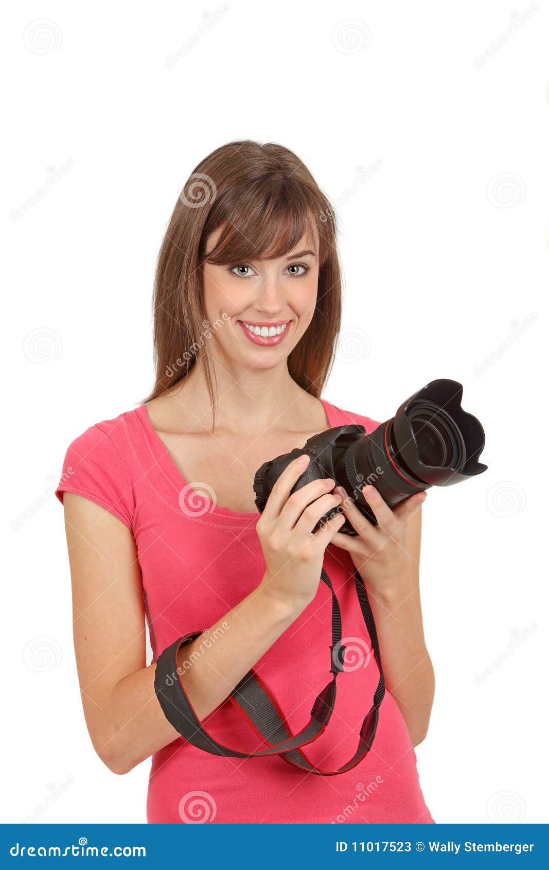 Attractive Woman with Camera. Stock Image - Image of makeup, isolated ...