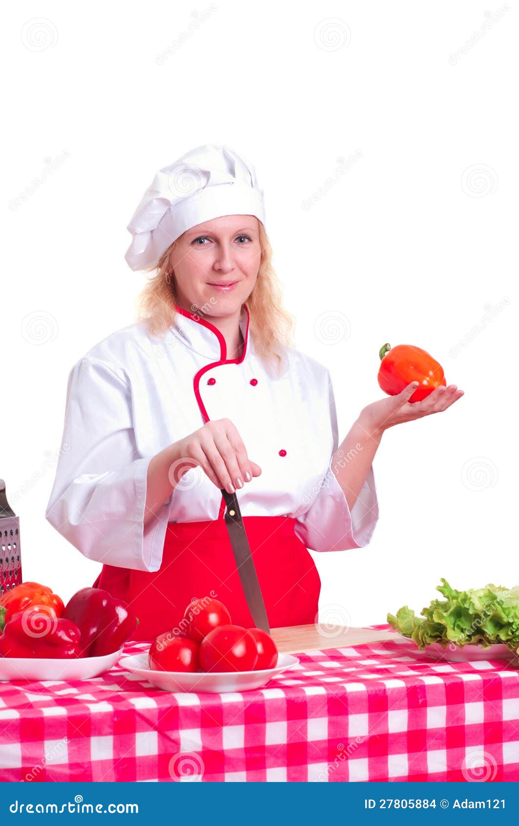 Attractive woman cooks stock photo. Image of cooking - 27805884