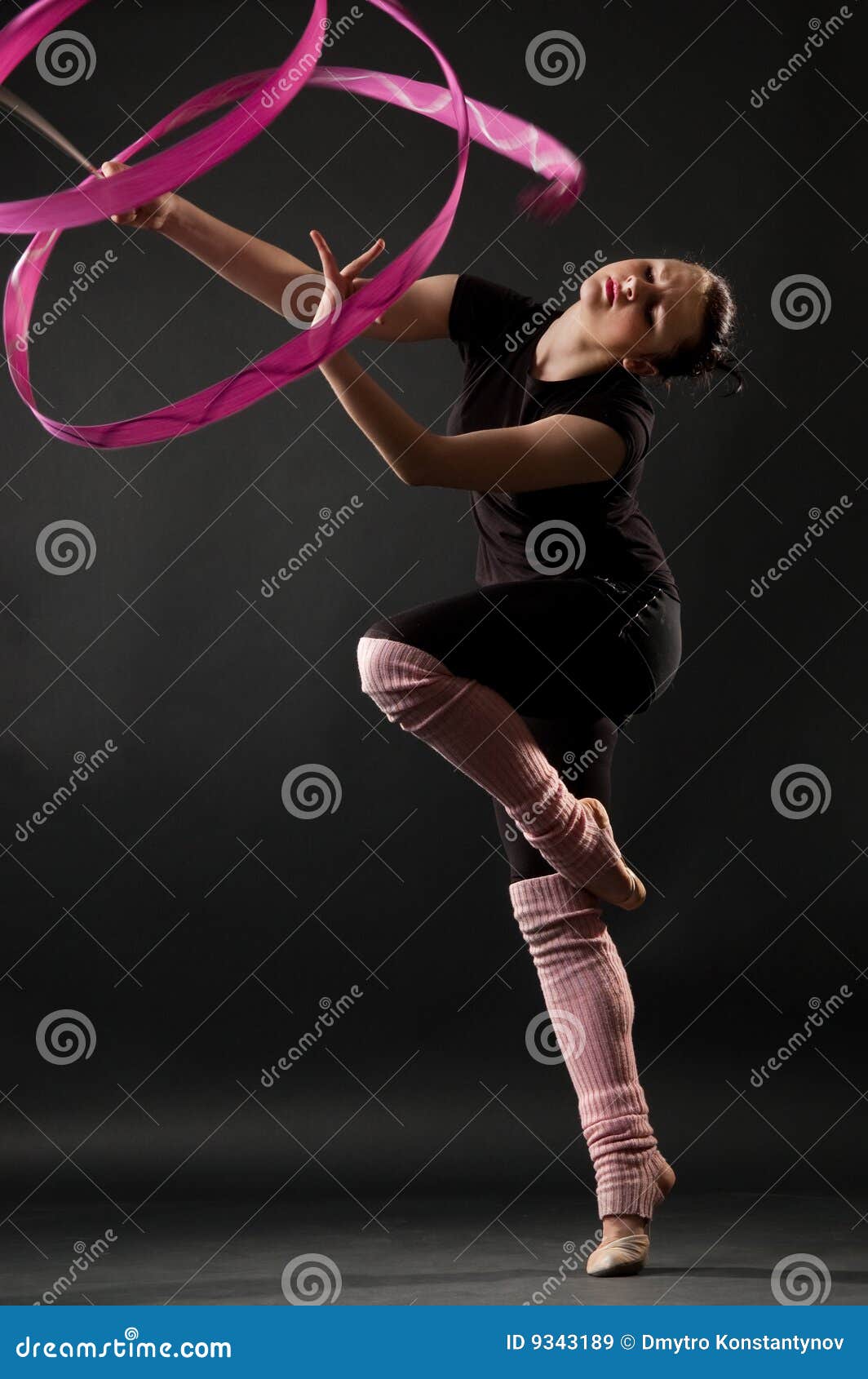 Attractive Woman Dancing with Ribbon Stock Image - Image of gymnastics ...
