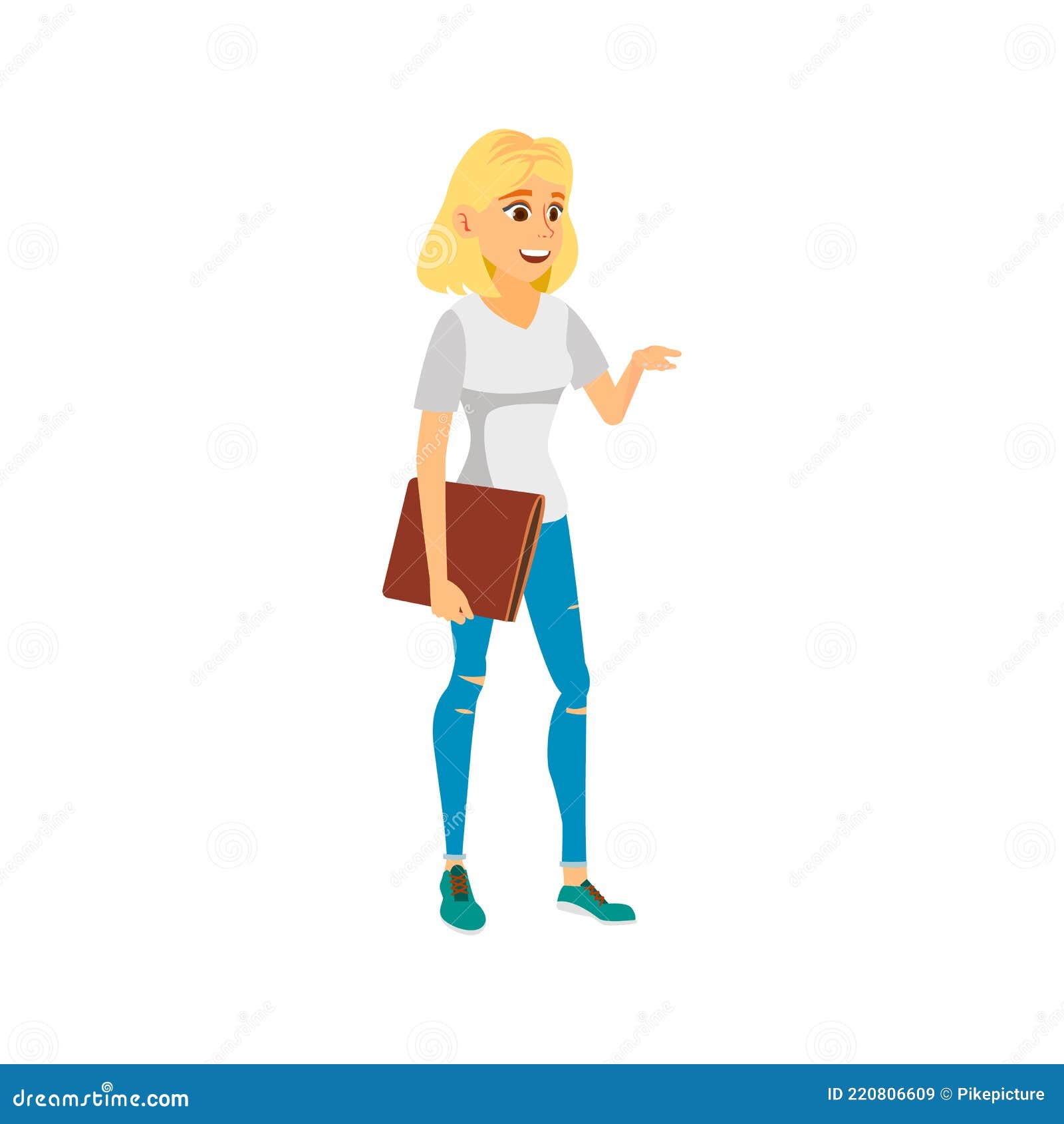 Attractive Woman with Document Folder in Administration Cartoon Vector ...