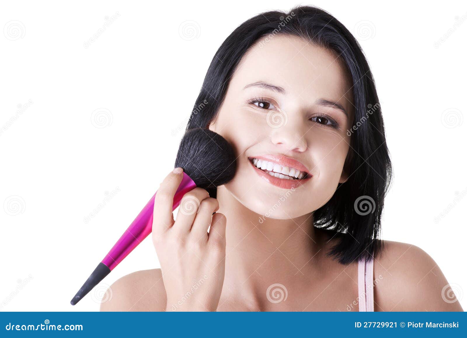 Attractive Woman Doing Make-up on Face. Stock Image - Image of face ...