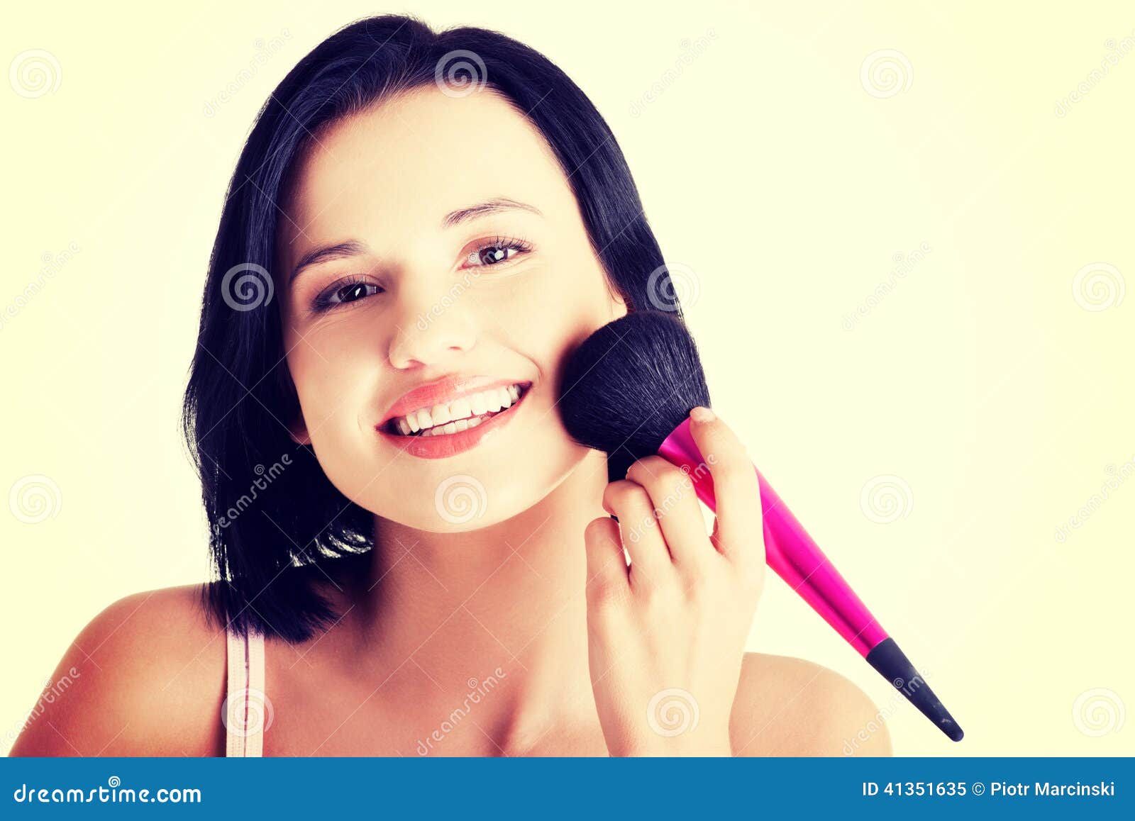 Attractive Woman Doing Make-up on Face. Stock Image - Image of person ...