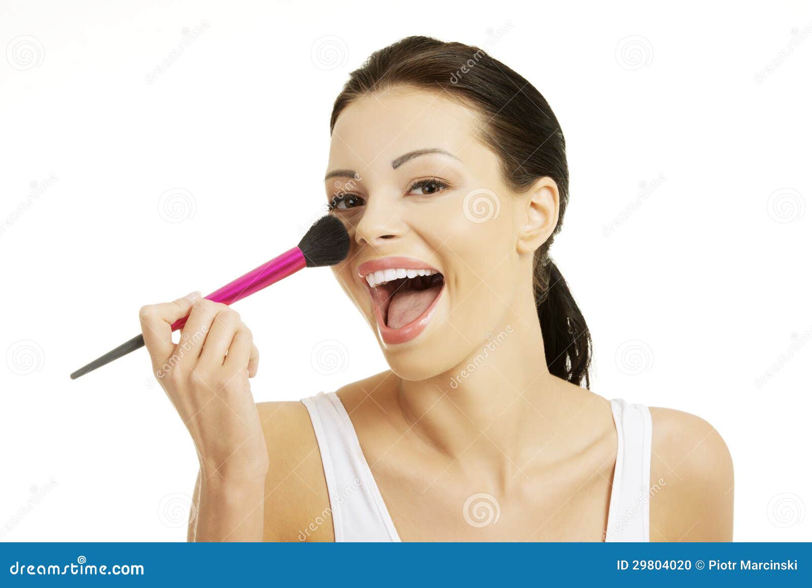 Attractive Woman Doing Make-up on Face. Stock Photo - Image of elegance ...