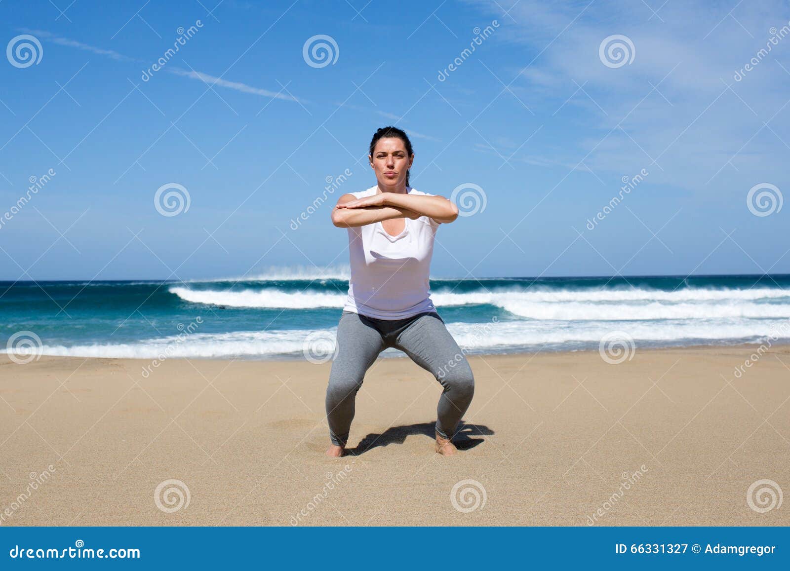Attractive Woman Doing Sit-ups on the Beach Stock Image - Image of ...