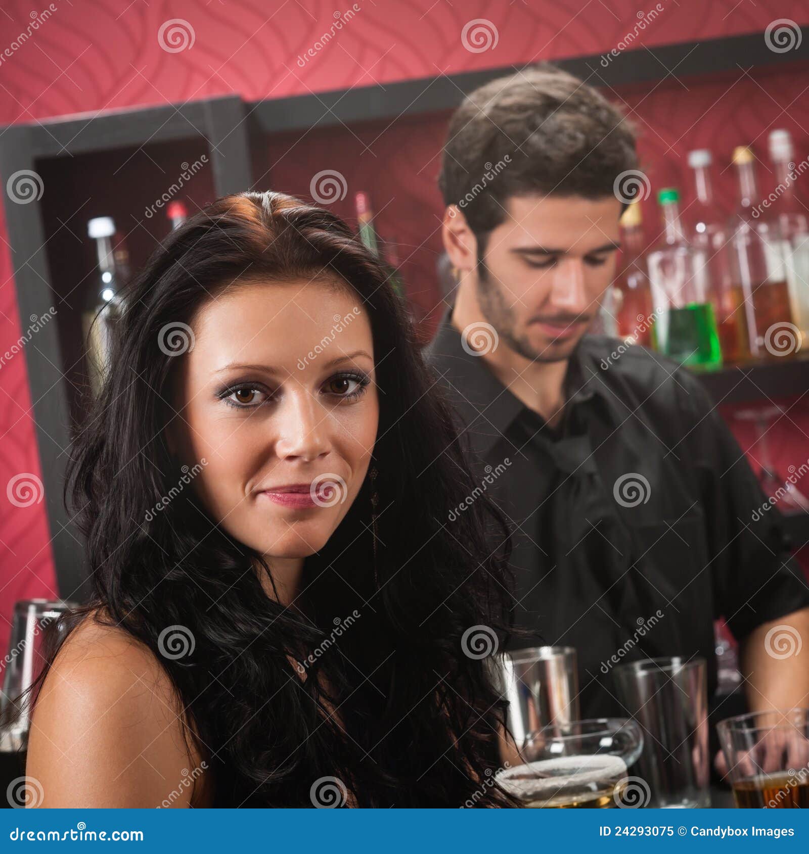 Attractive Woman Drink At Cocktail Bar Stock Image Image Of Bartender Nightlife 24293075