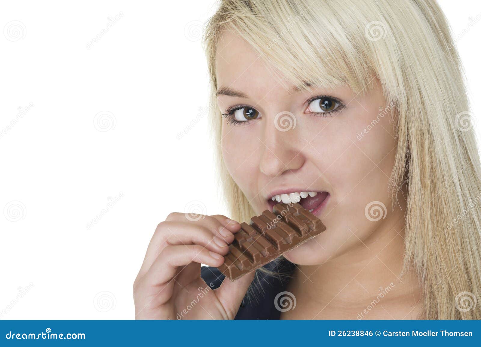 Attractive Woman Eating Chocolate Stock Photo - Image of cacao ...
