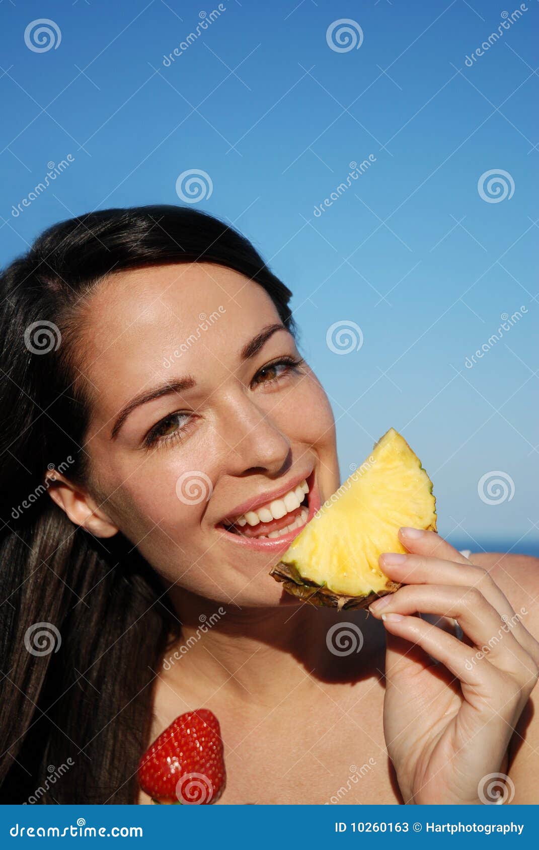 Attractive Woman Eating Fruit Stock Image - Image of lunch, female ...