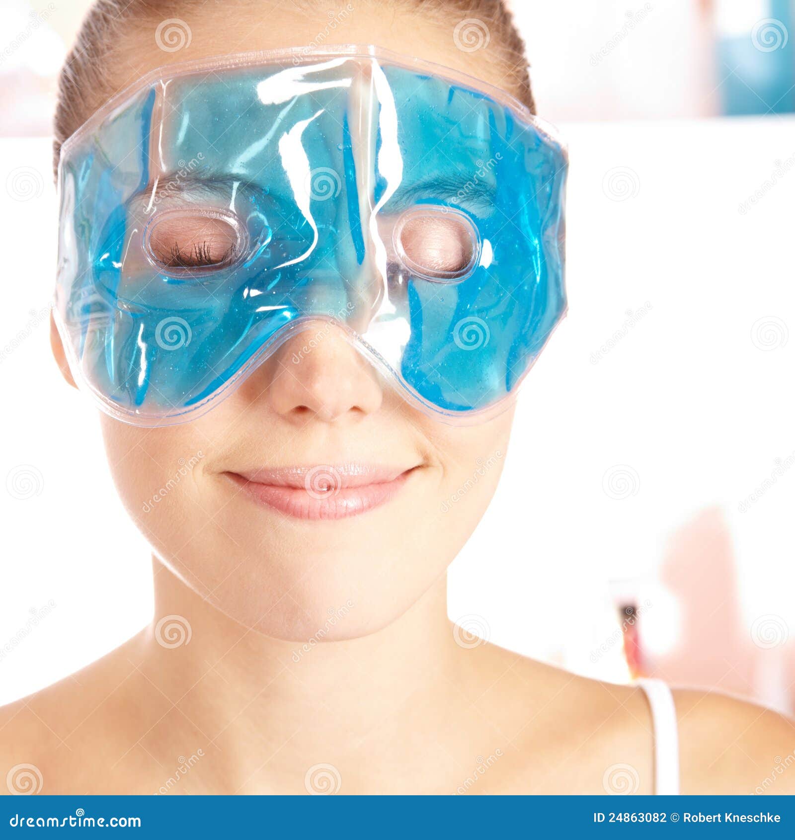 Attractive Woman Enjoying Eye Mask Stock Photo - Image of natural ...