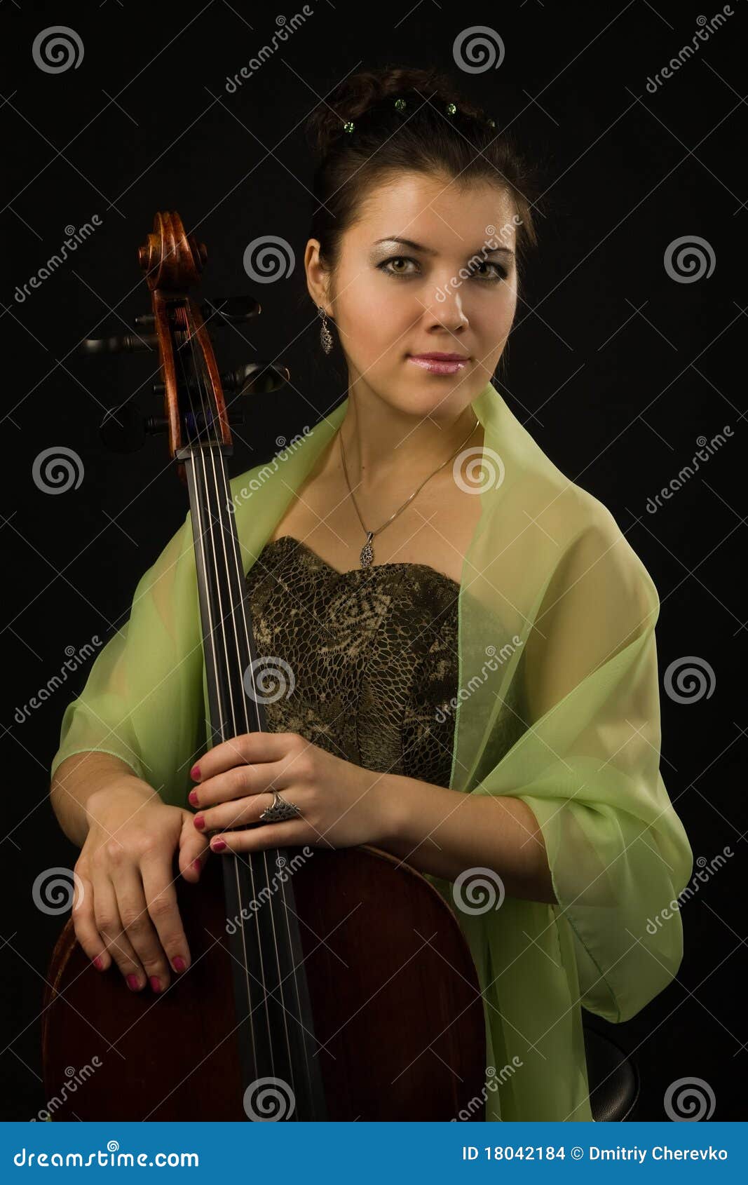 Attractive Woman in Evening Dress with Cello Stock Photo - Image of ...