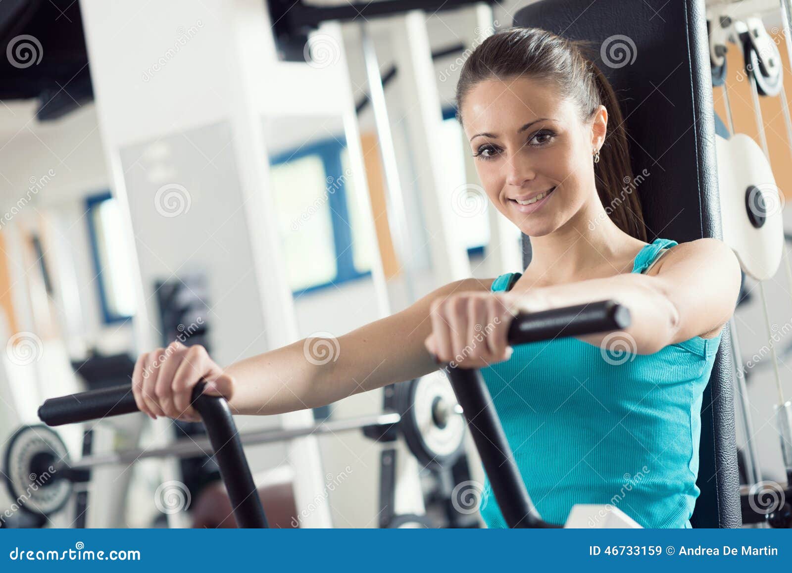 Attractive Woman Exercising at Gym Stock Image - Image of energy, sport ...