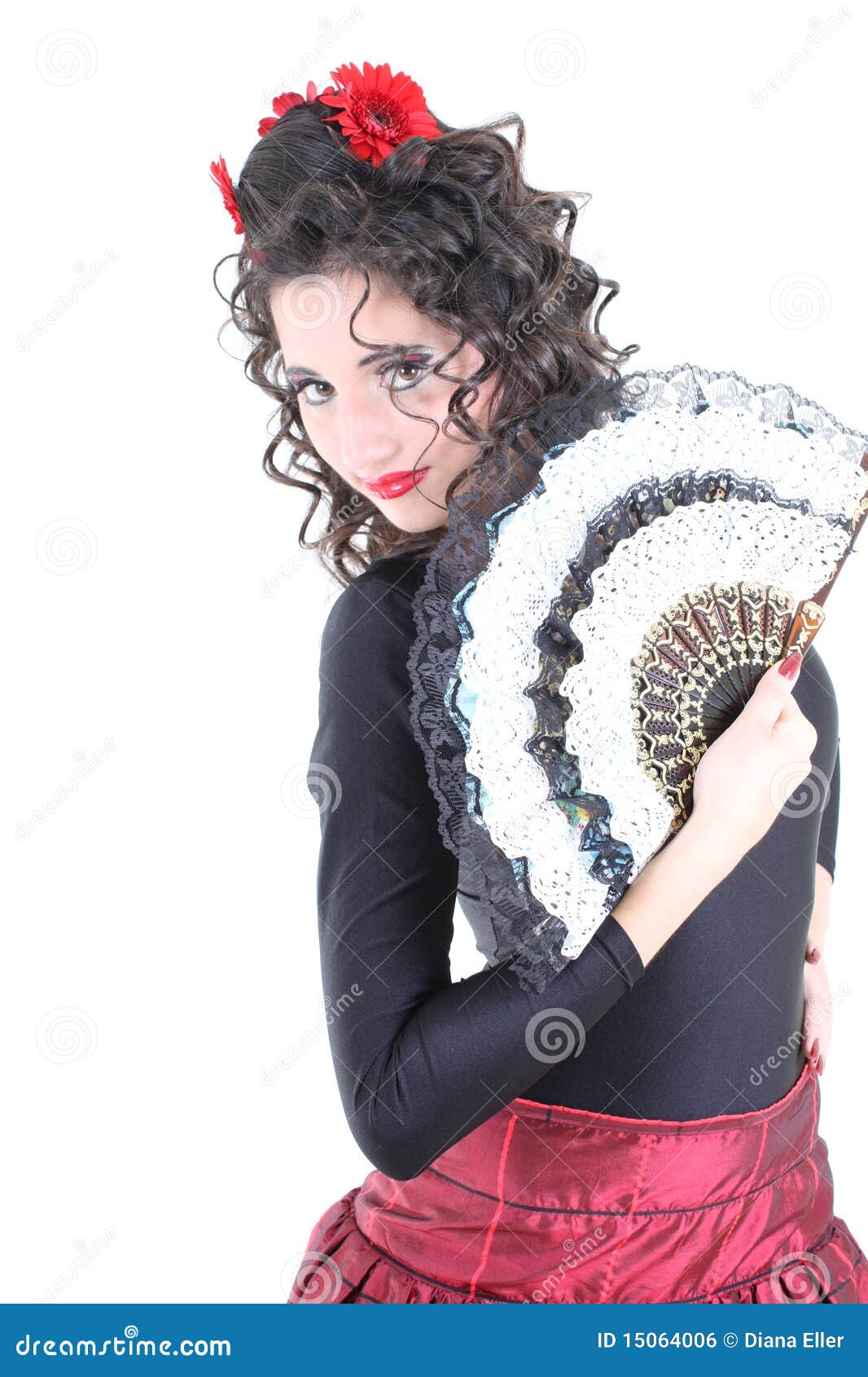 Attractive woman with fan stock photo. Image of white - 15064006