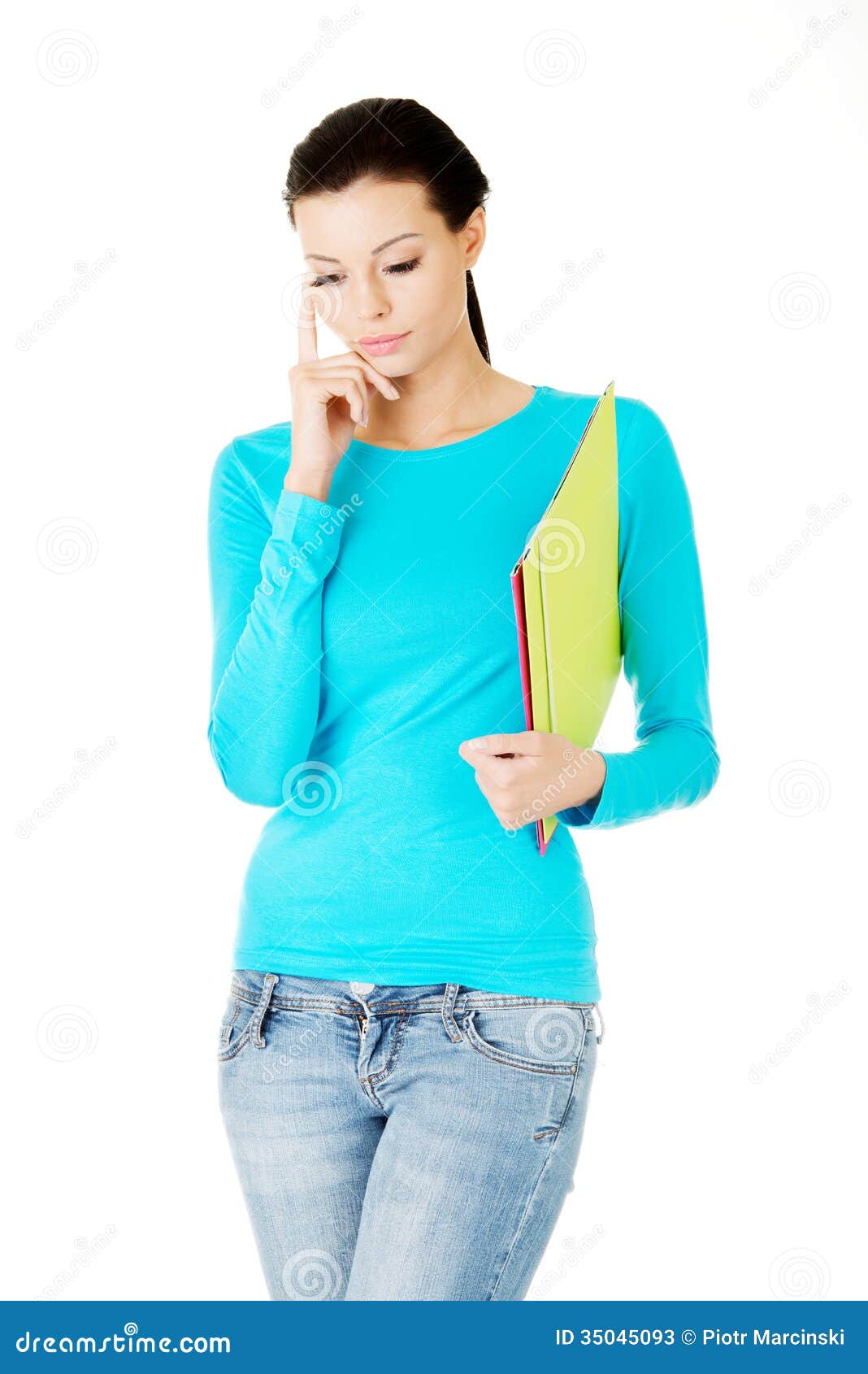 Attractive Woman with Files. Stock Image - Image of beauty, business ...