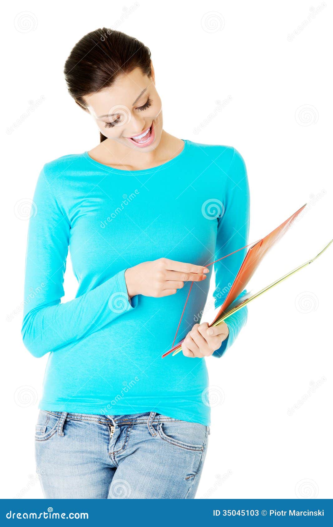 Attractive Woman with Files. Stock Image - Image of emotion, adult ...