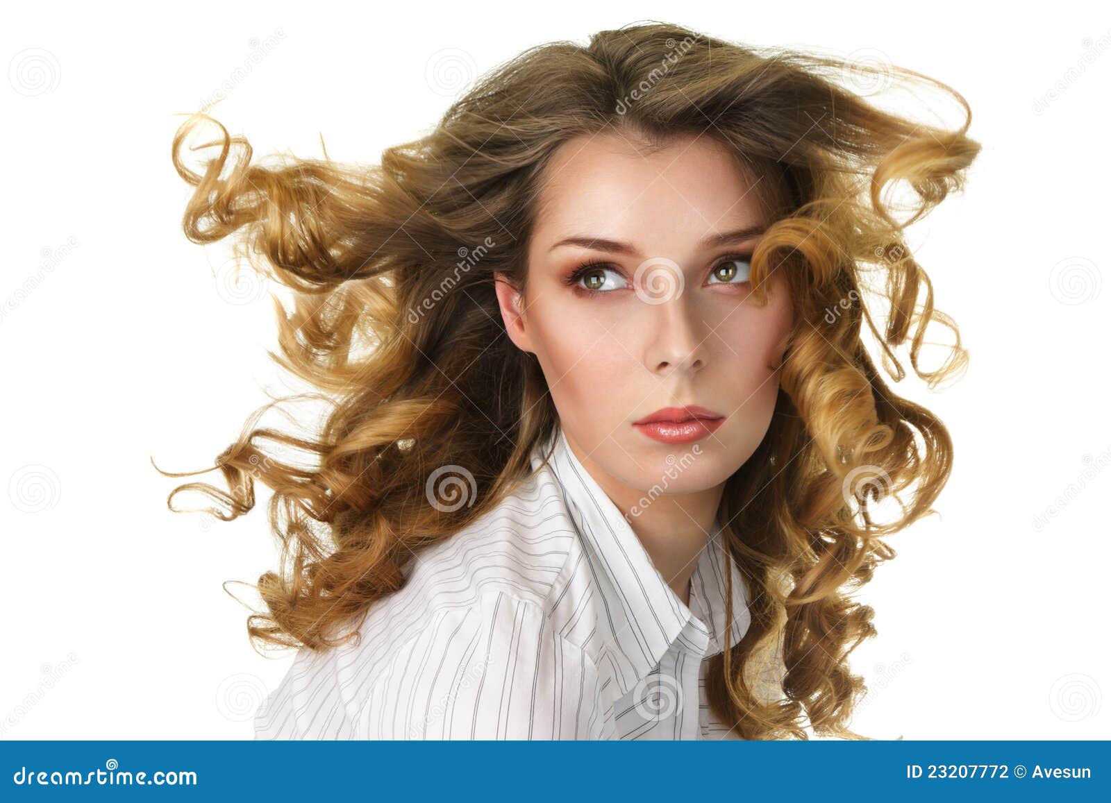Attractive Woman with Fly-away Long Stock Photo - Image of girl, cool ...