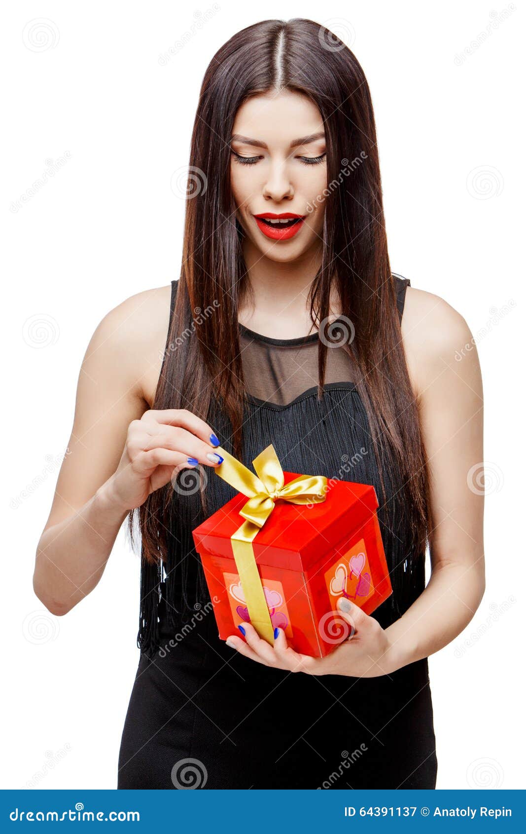 Attractive Woman with Gift Box Stock Image - Image of lady, beautiful ...