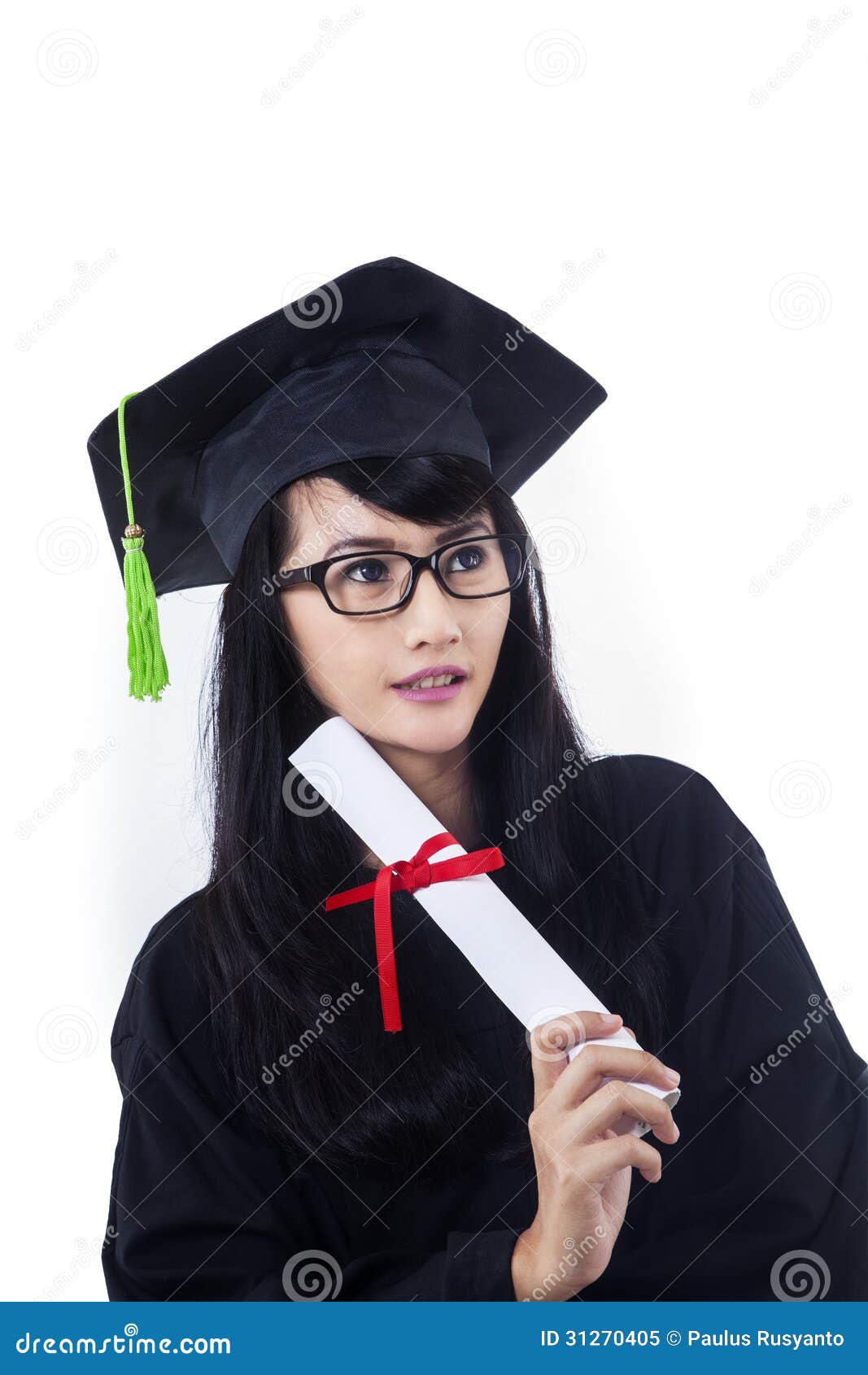 Attractive Woman in Graduation Gown - Isolated Stock Image - Image of ...