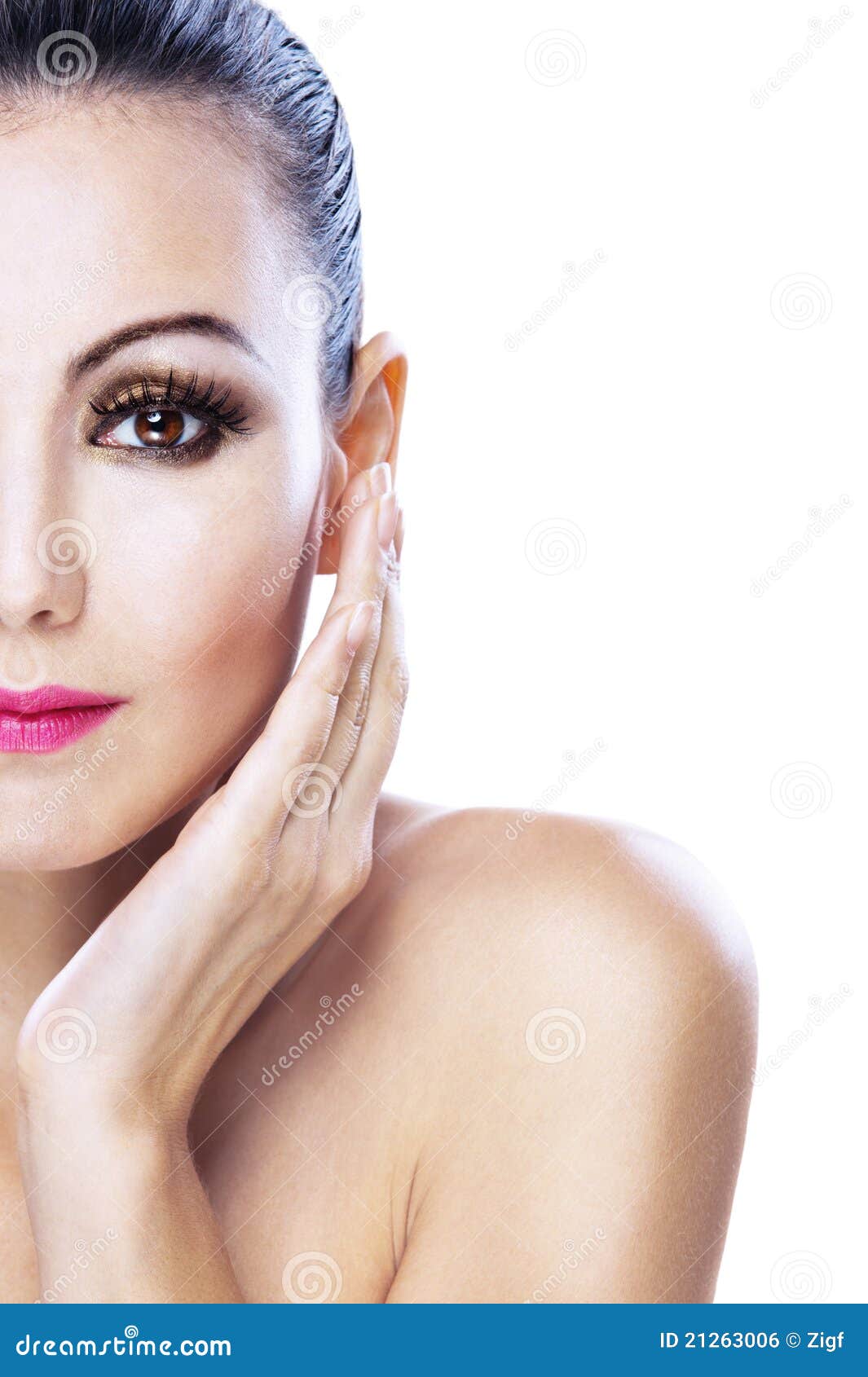 Attractive woman half-face stock photo. Image of natural - 21263006