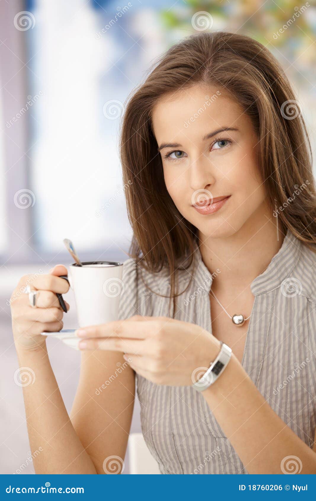 Attractive Woman Having Coffee Stock Photo - Image of european, coffee ...