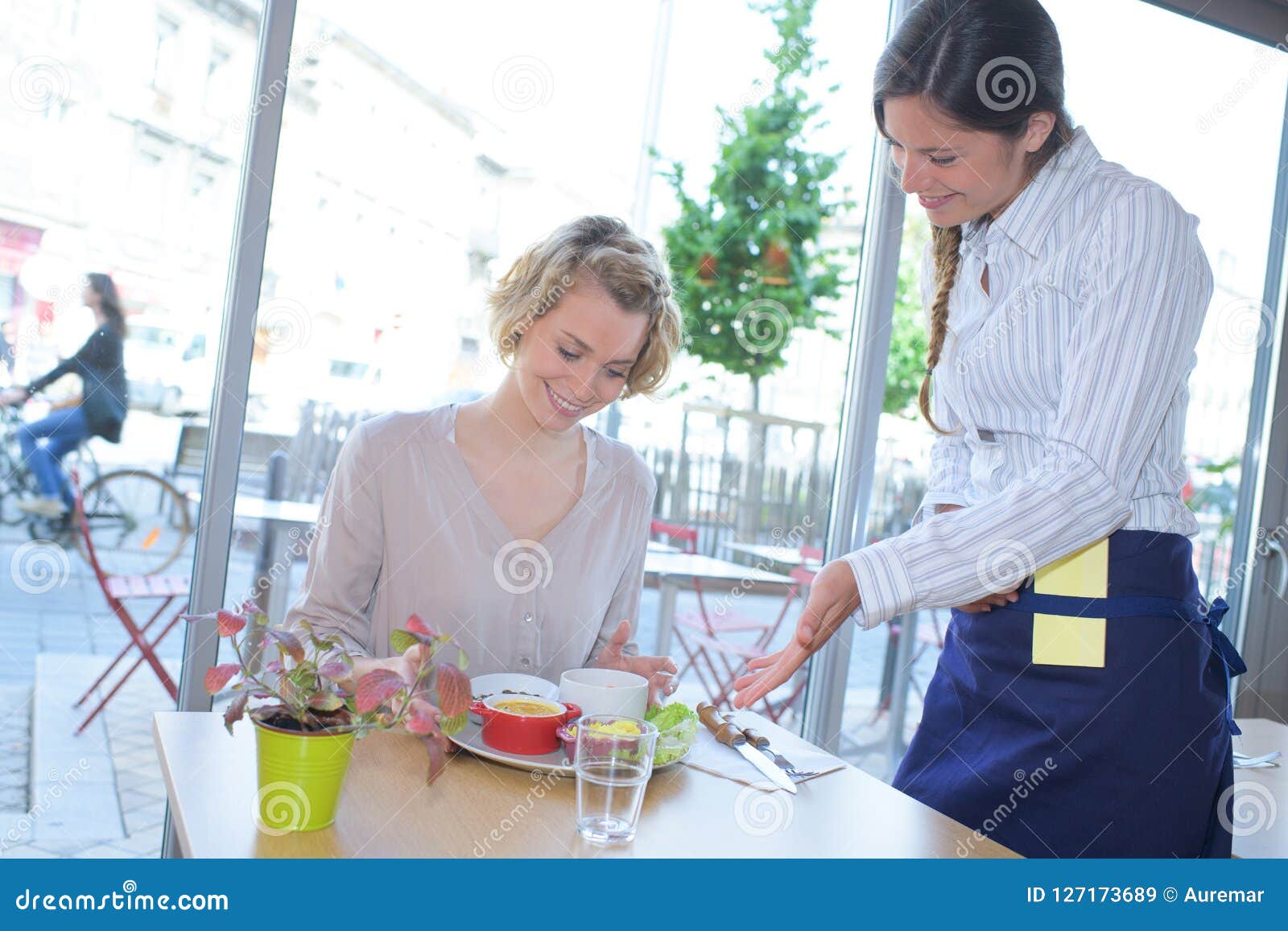 Attractive Woman Having Lunch Alone Stock Image - Image of style, happy ...