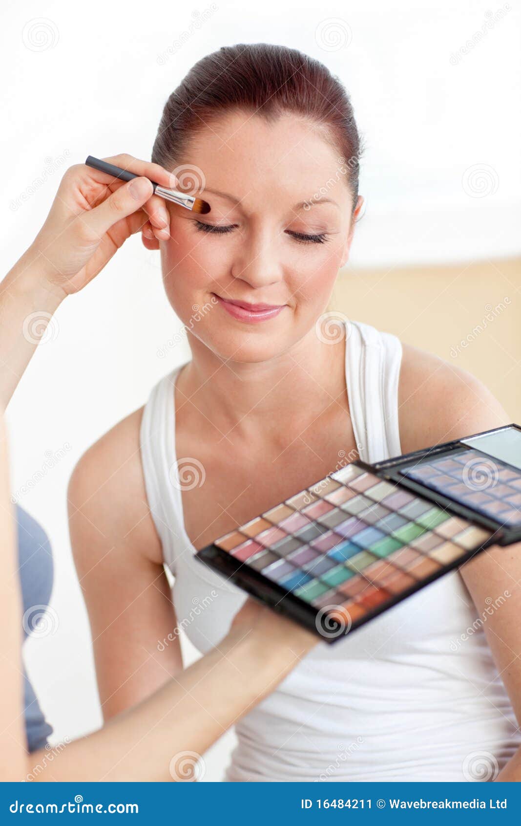 Attractive Woman Having a Make-up Lesson at Home Stock Image - Image of ...