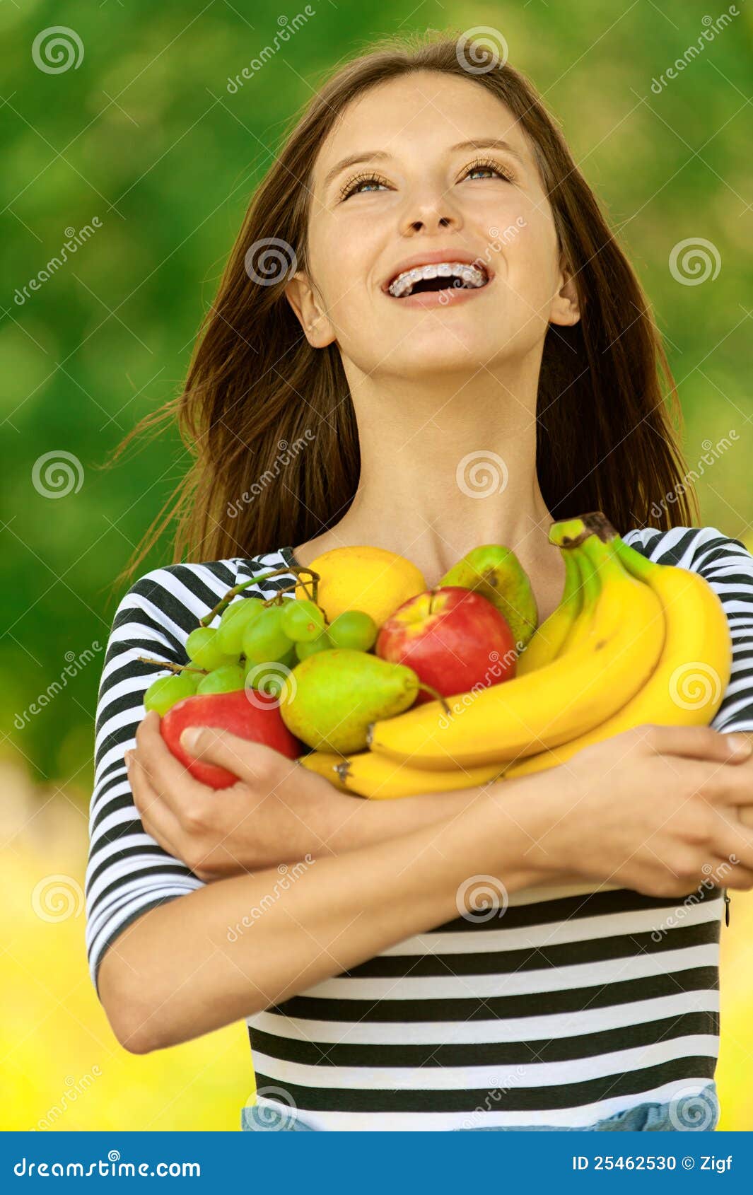 Attractive Woman Holding Fruit Stock Photo - Image of enjoy, human ...