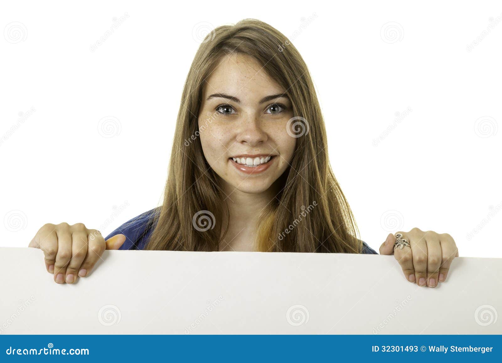 Attractive Woman Holding a Sign Stock Image - Image of female, banner ...
