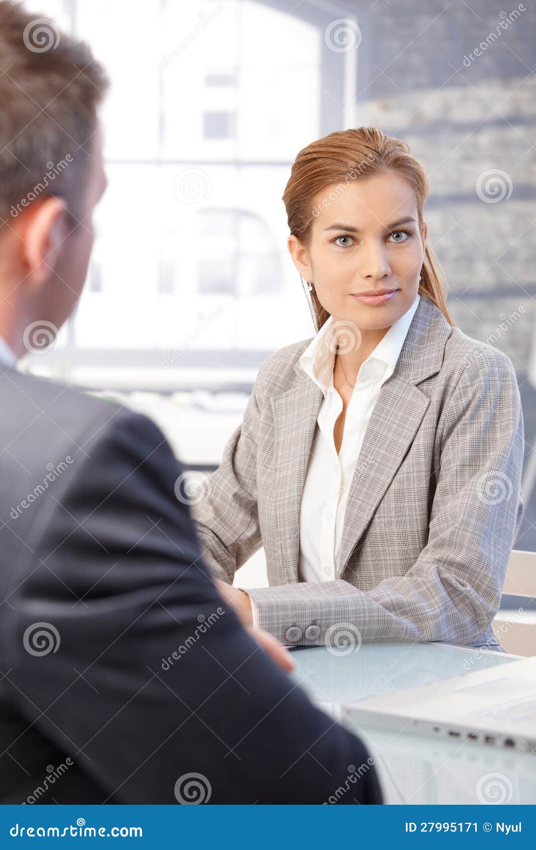 Attractive Woman during Job Interview Stock Image - Image of bright ...