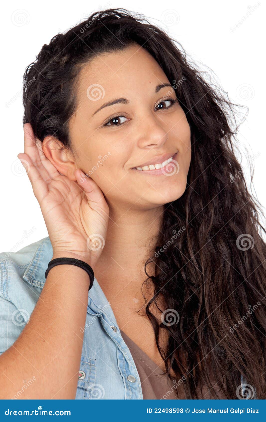 Attractive woman listening stock photo. Image of casual - 22498598