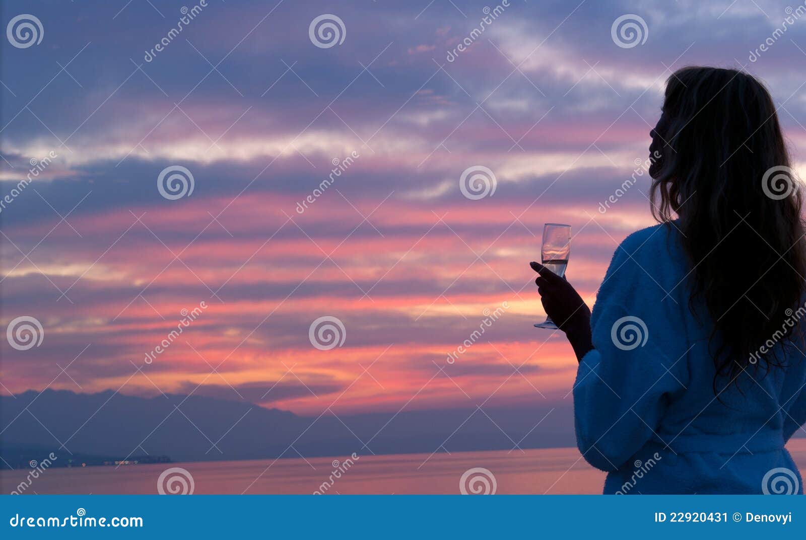 Attractive Woman Looking at Beautiful Sunset Stock Image - Image of ...