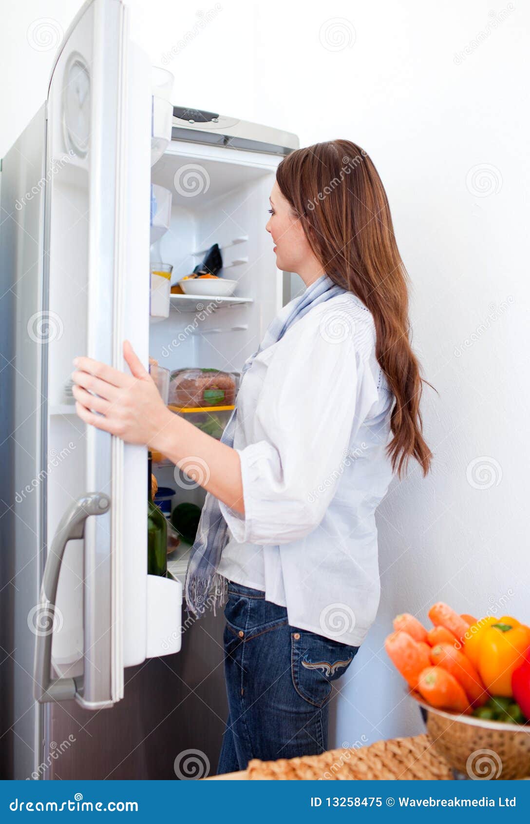 Attractive Woman Looking into the Fridge Stock Image - Image of hungry ...