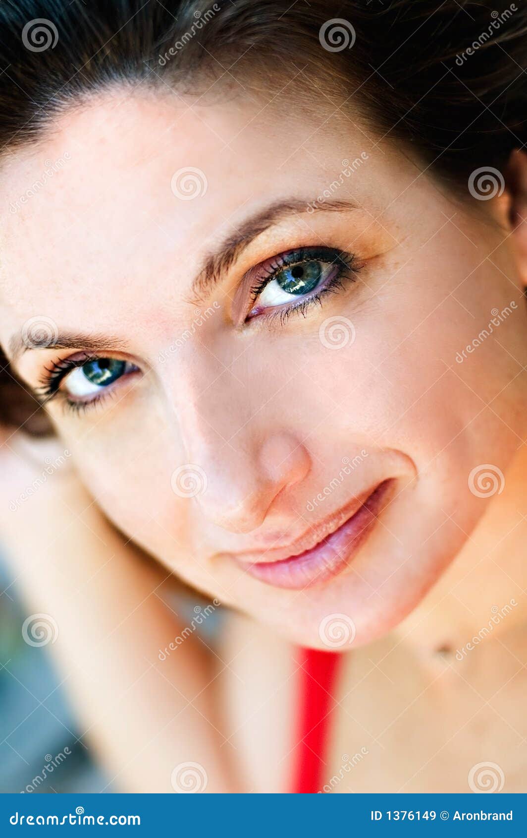 Attractive Woman Looking Up Stock Image - Image of thirties, brunette ...